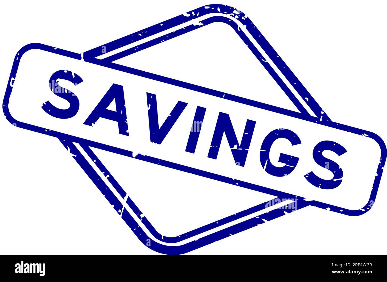 Grunge blue savings word rubber seal stamp on white background Stock ...
