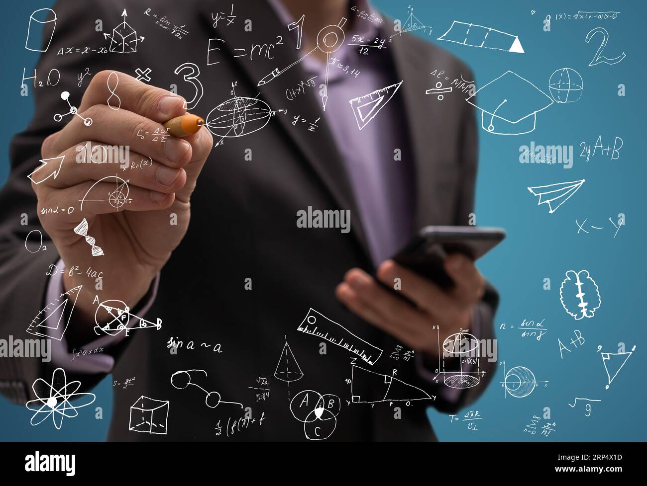 business woman hand draws gear to success concept Stock Photo - Alamy