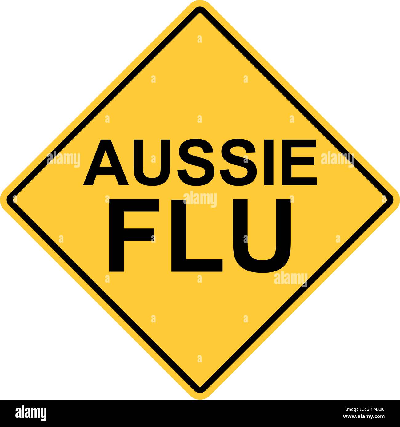 Yellow triangle warning sign, Caution Flu aussie Shots Ahead Flu Stock ...