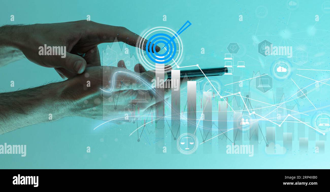 Futuristic touch screen display with streaming image Stock Photo - Alamy