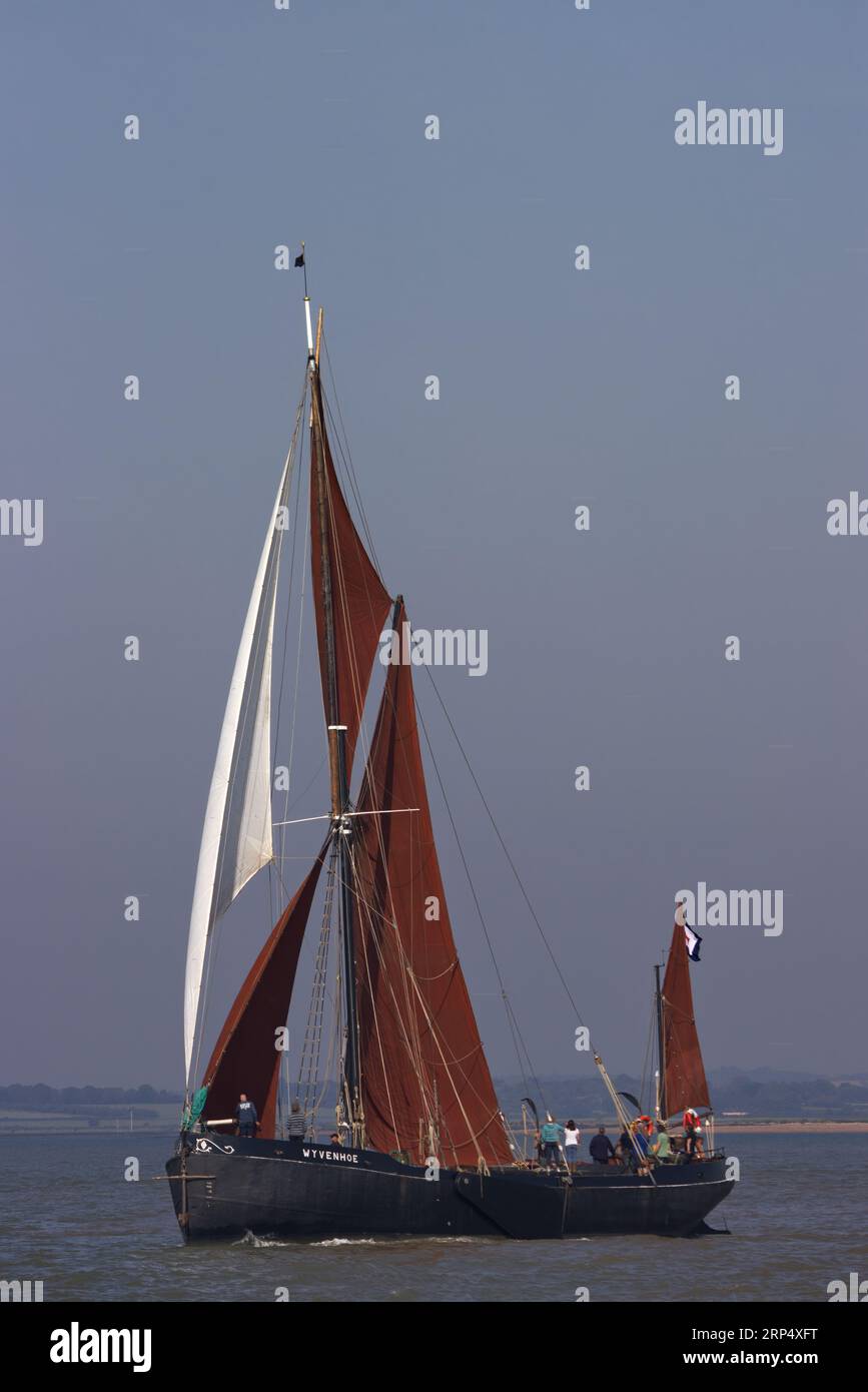 The Thames sailing barge Wyvenhoe in full sail, Blackwater Barge Match ...