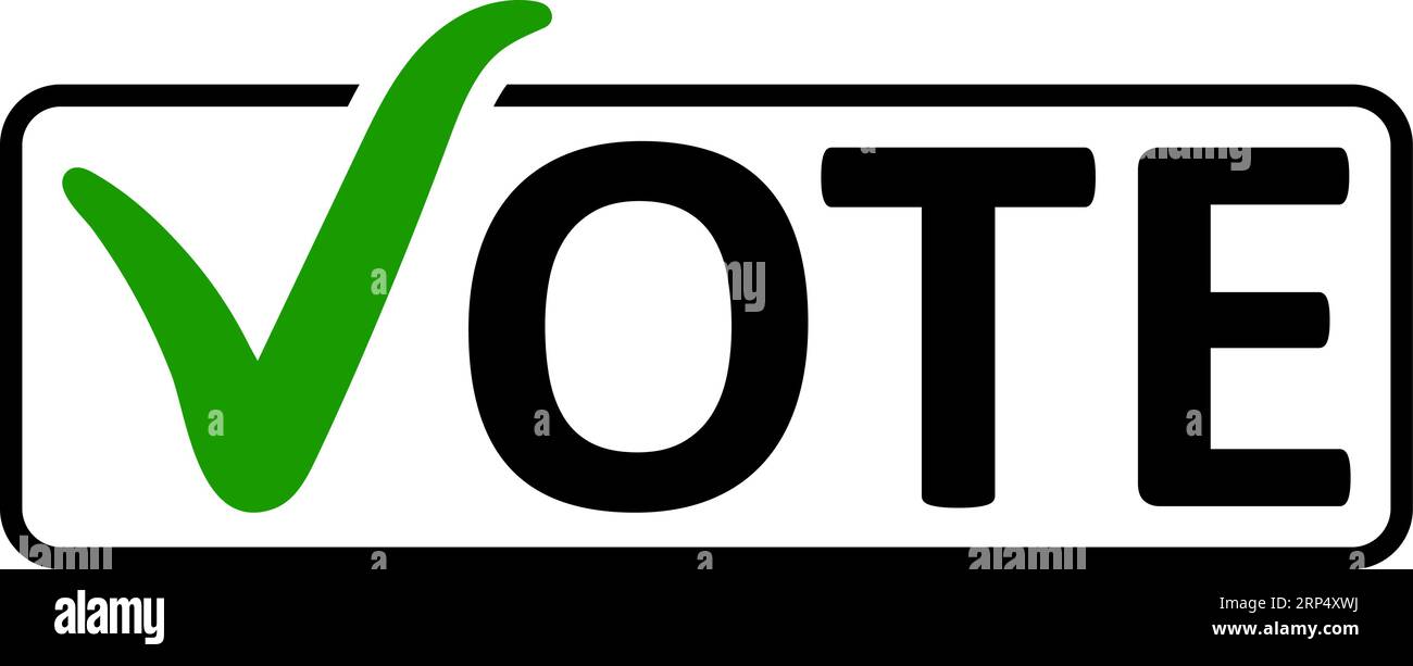 Word Vote green checkmark instead letter V box frame electorate Stock ...