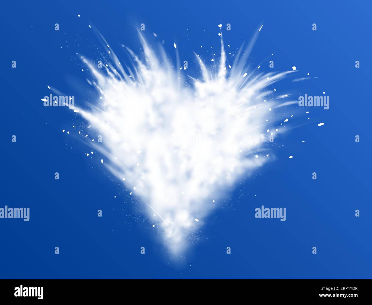 Snow explosion cloud isolated on blue background. Vector realistic ...