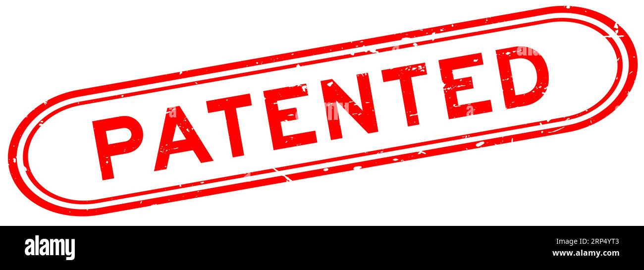 Grunge red patented word rubber seal stamp on white background Stock ...