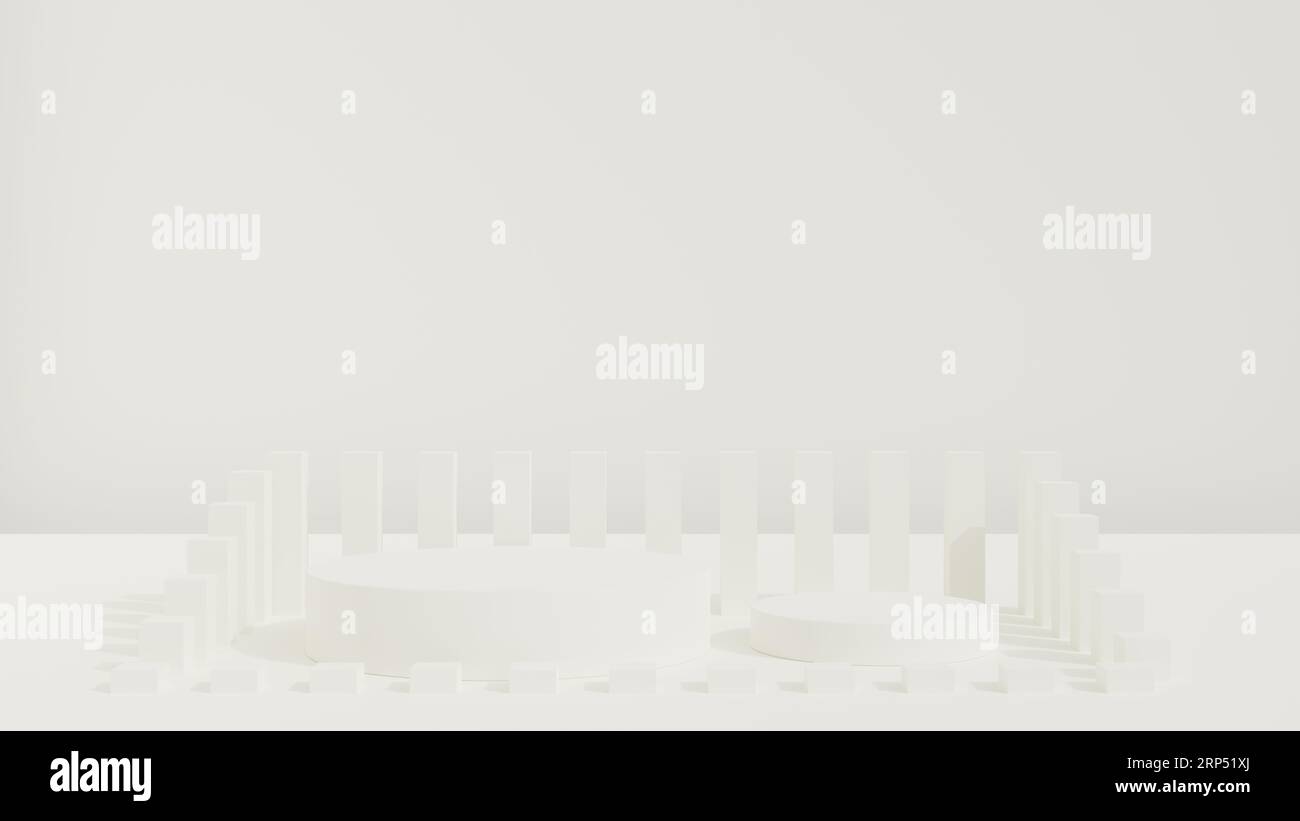 Empty podium or pedestal display on white background with cylinder ...