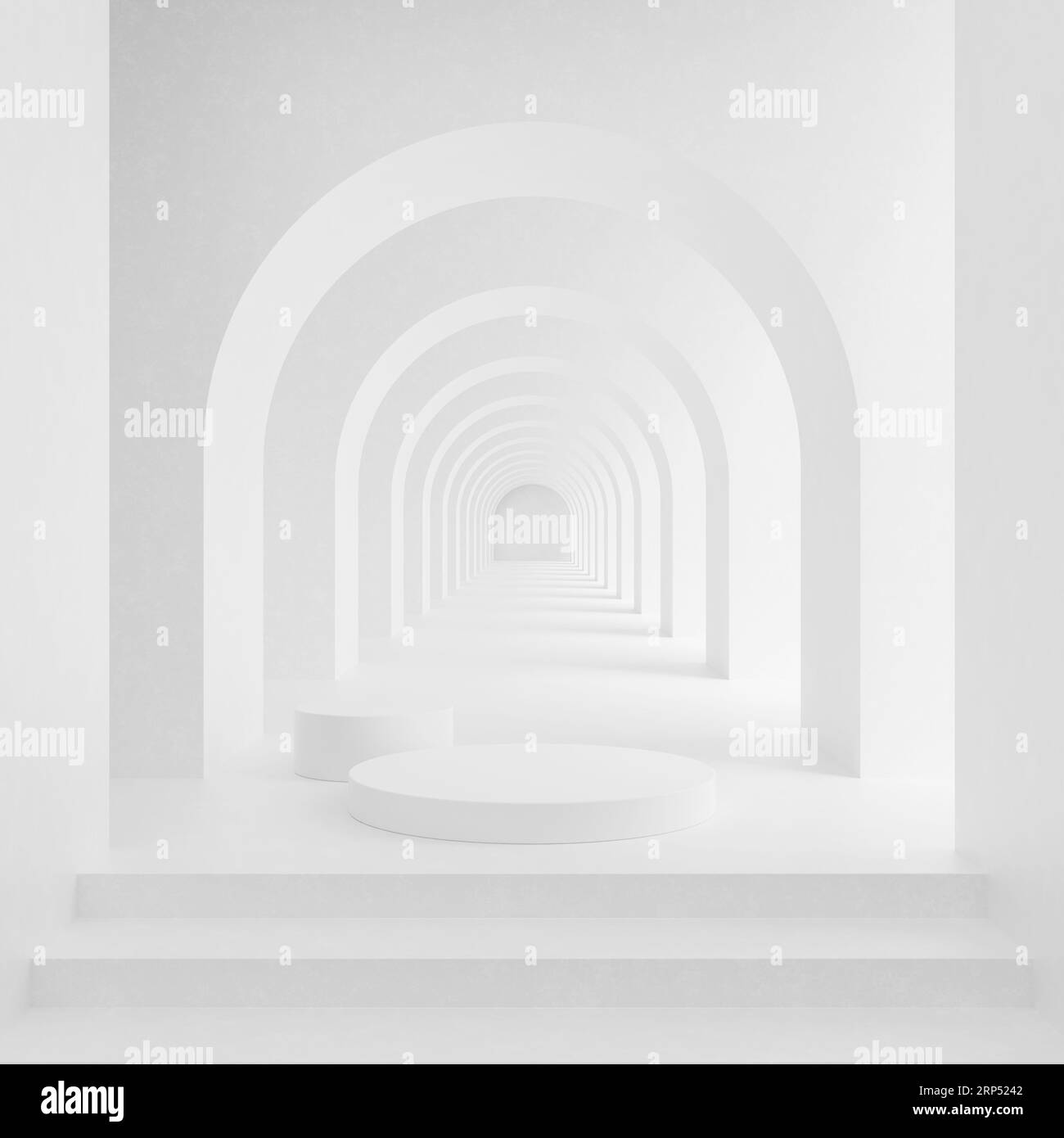 White podium on white background for design with white architecture ...