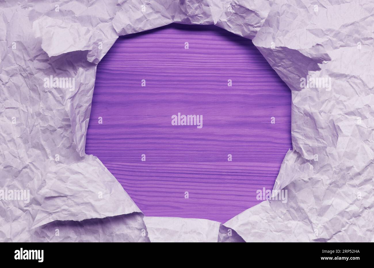 Purple Colored Frame of Ripped Paper with Wooden Copy Space Stock Photo ...