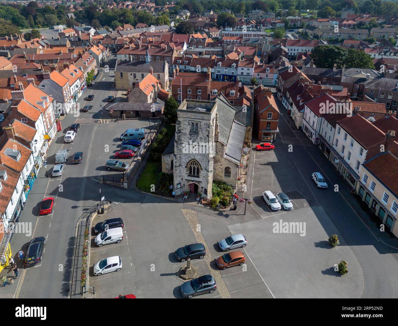 Aerial view of the market square in the town of Malton in North ...