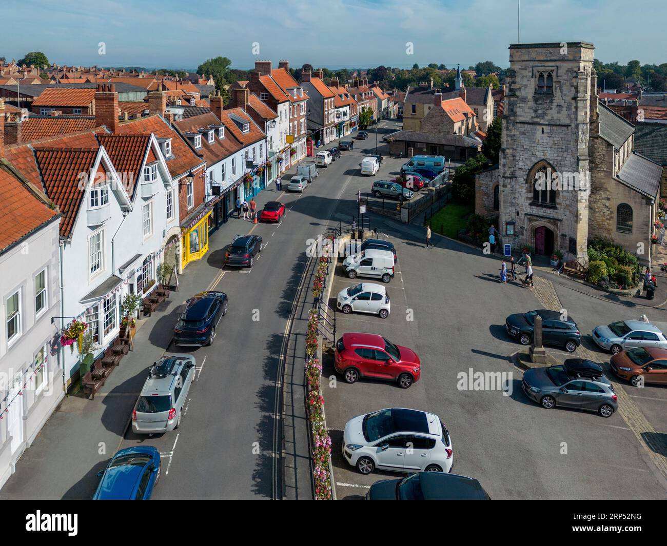 Aerial view of the market square in the town of Malton in North ...