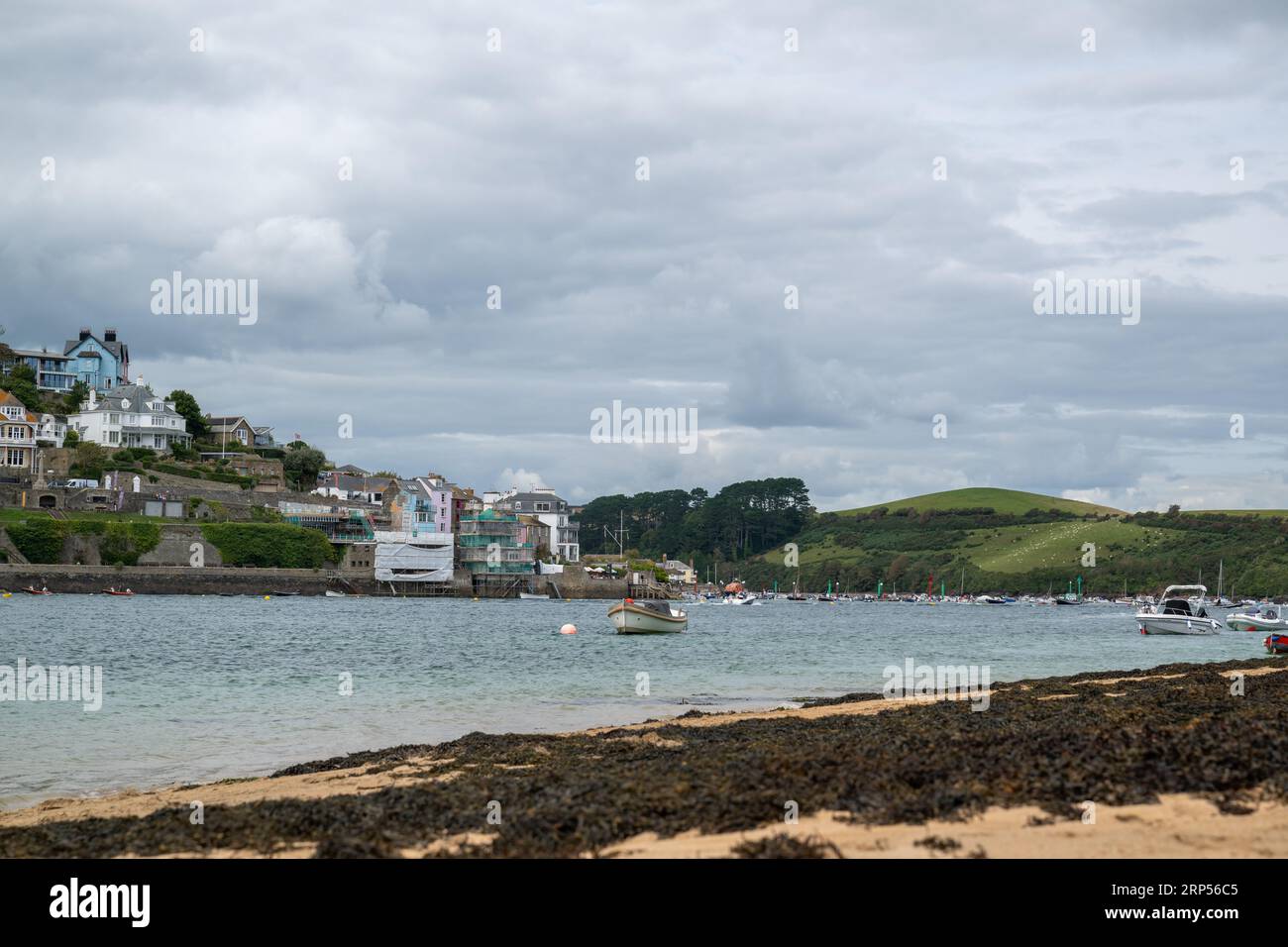 View of Salcombe town and Snapes point, across the harbour taken from ...