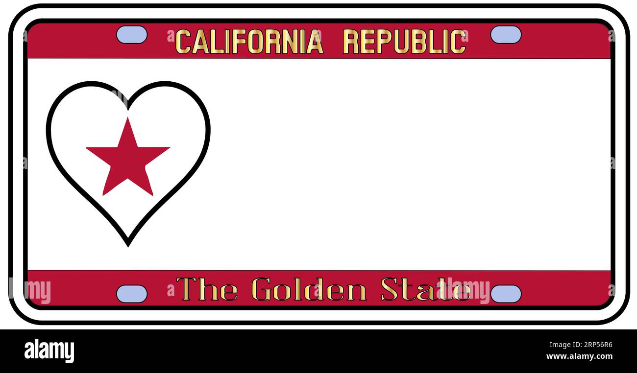 California License Plate in the colors of the state flag with flag icon ...