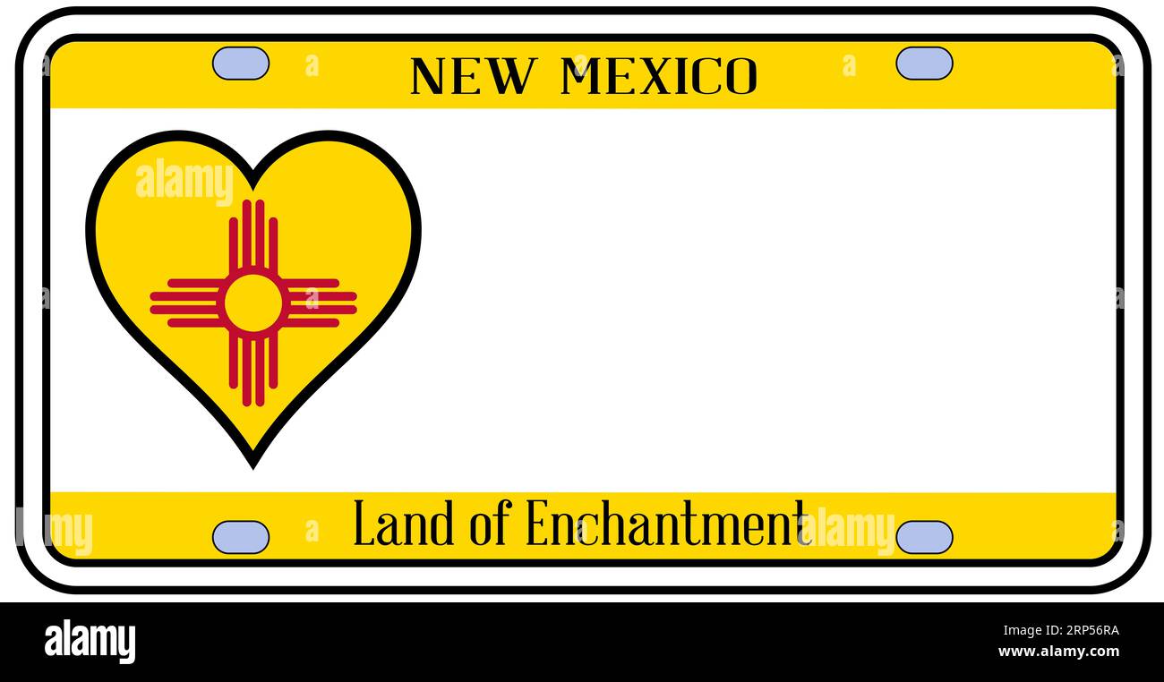 New Mexico state license plate in the colors of the state flag with the ...