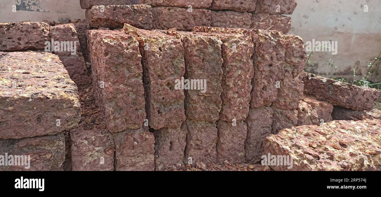 Brick blocks made from laterite stone. Popularly used to decorate ...