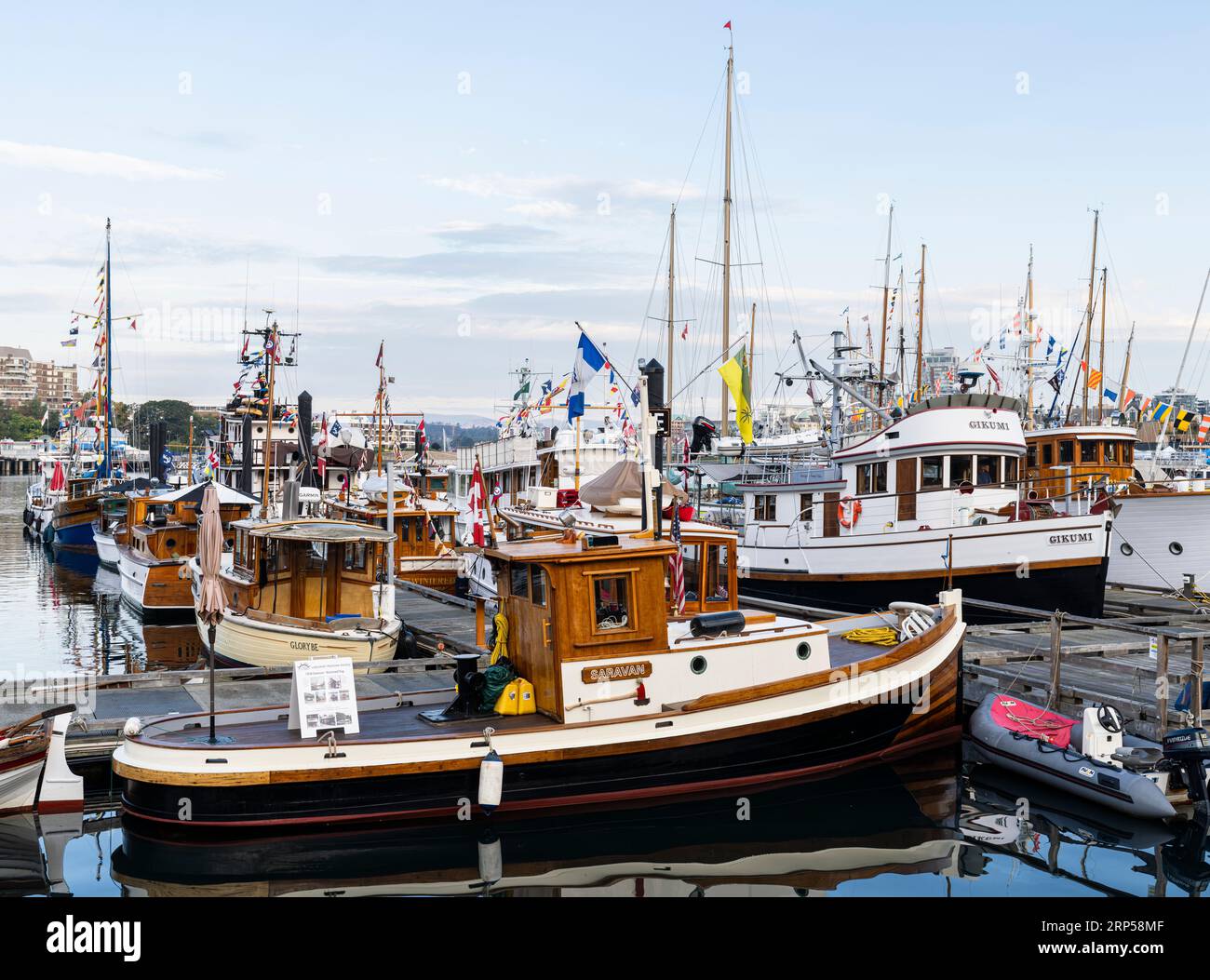 Boats at the Classic Boat Festival in the harbor in Victoria, British ...