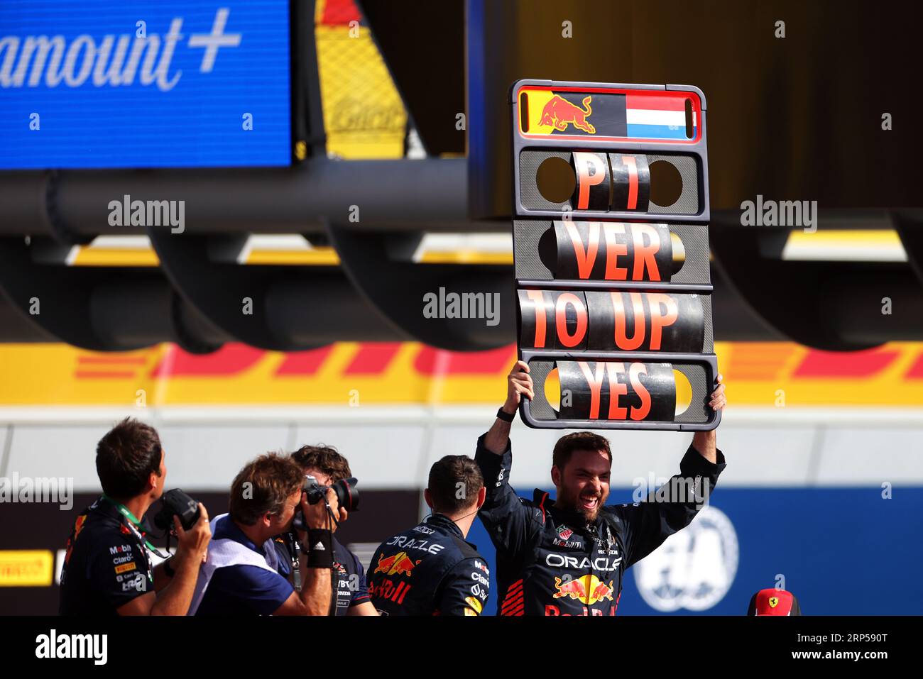 Monza, Italy. 03rd Sep, 2023. Red Bull Racing celebrate 10 wins in a ...