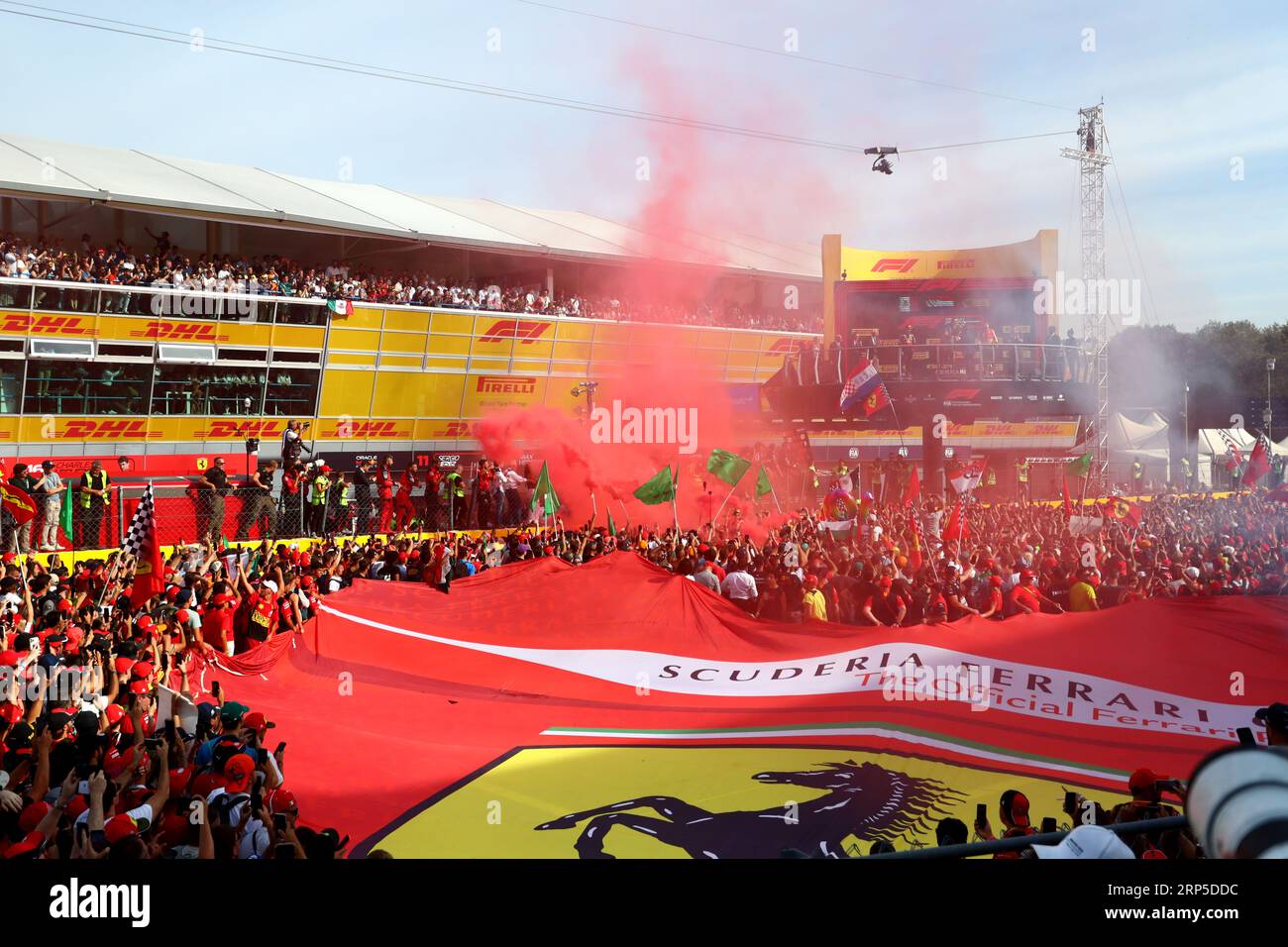 Monza, Italy. 03rd Sep, 2023. Circuit atmosphere - large Ferrari flag ...