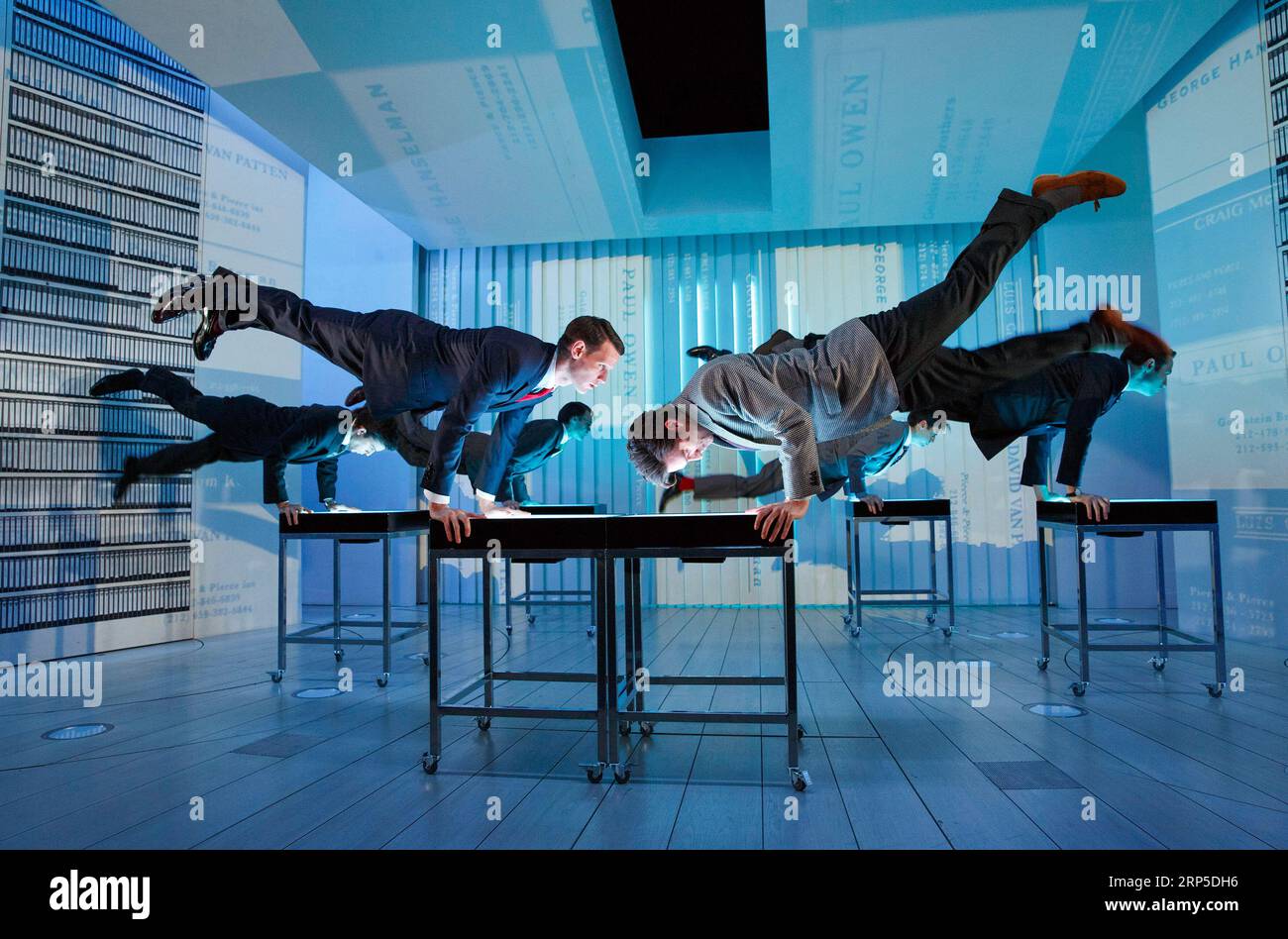 front left: Matt Smith (Patrick Bateman) right: Ben Aldridge (Paul Owen ...