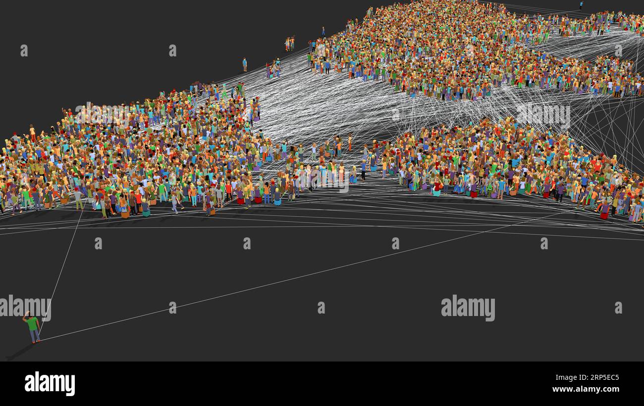 A world map consisting of thousands of connected people - 3d ...