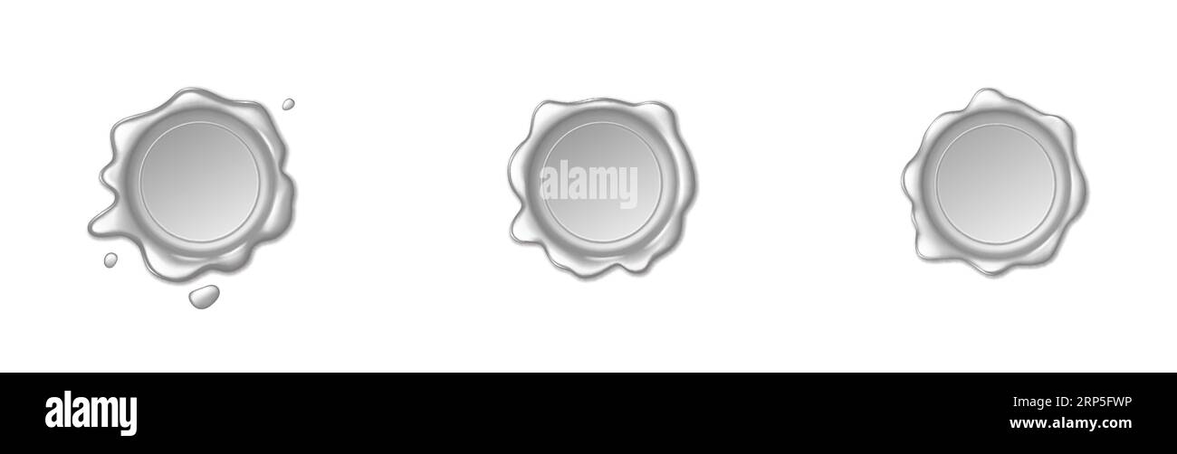 Silver seal wax stamps set on white background. Retro stamps ...