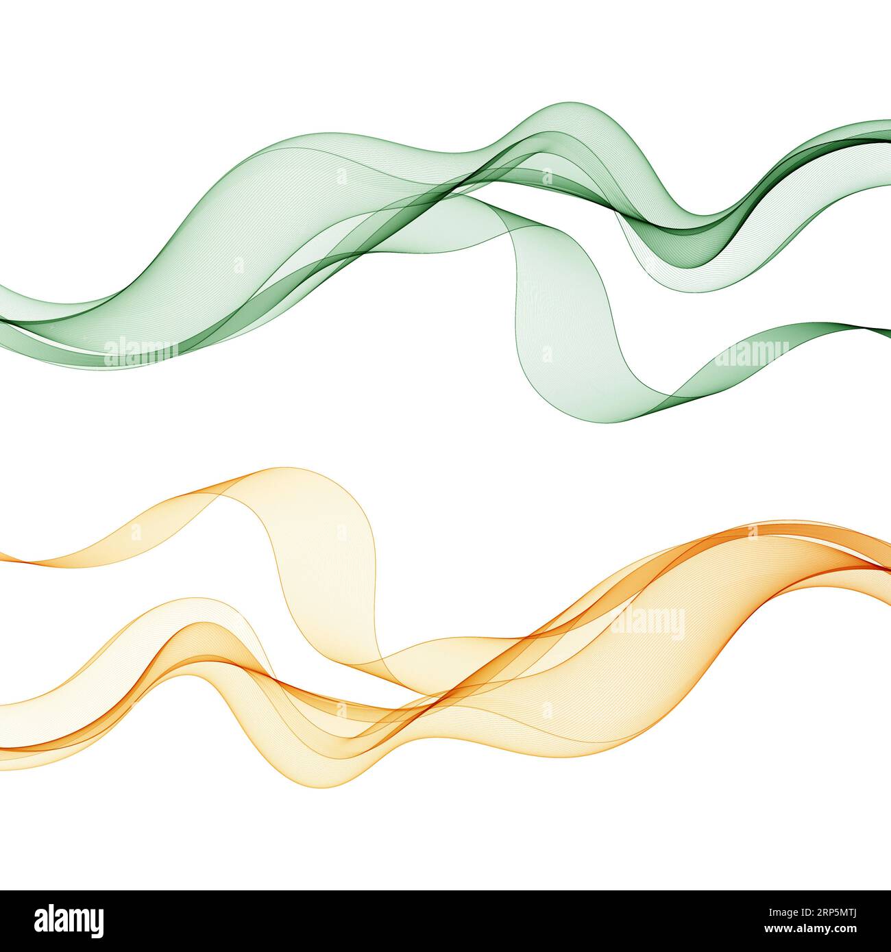 Vector set of abstract wave pattern. Green and orange waves Stock Photo ...