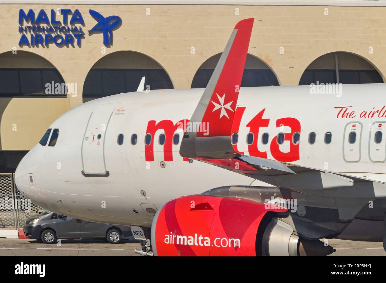 Luqa, Malta - 7 August 2023: Close up view of an Air Malta Airbus A320 ...