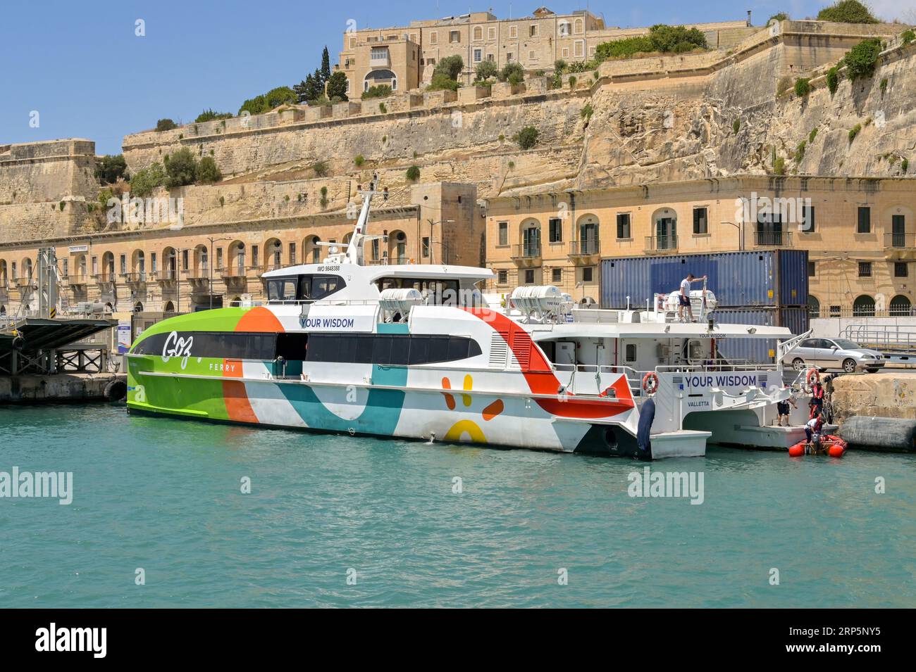 Valletta, Malta - 6 August 2023: Fast ferry Your Wisdom moored in the ...