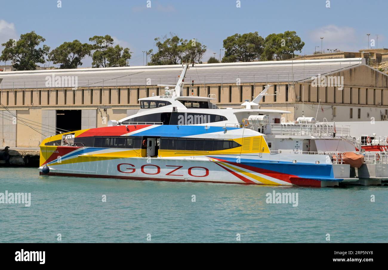 Valletta, Malta - 6 August 2023: Fast ferry Gozo Express moored in the ...