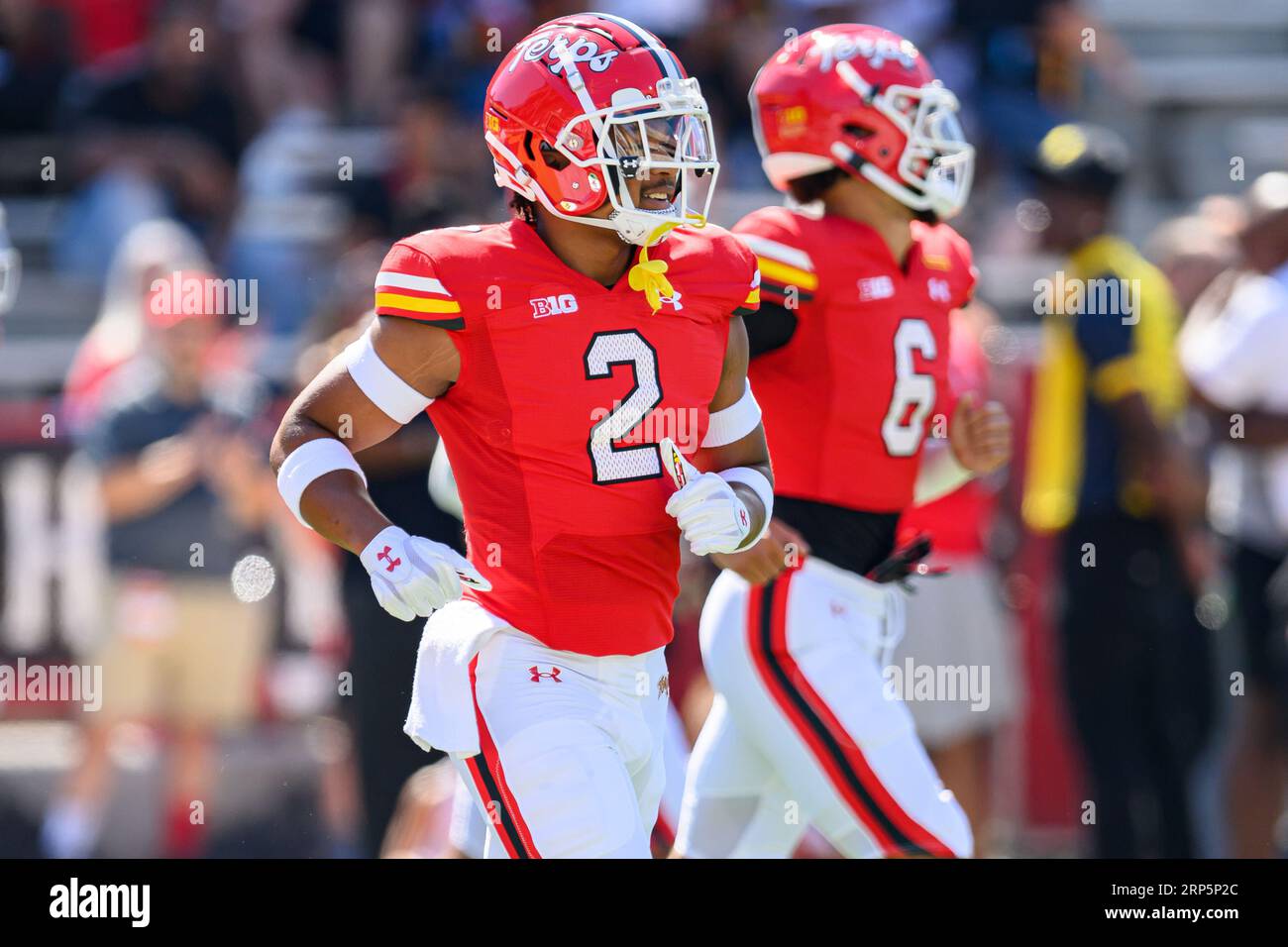 College Park, MD, USA. 02nd Sep, 2023. Maryland Terrapins defensive ...