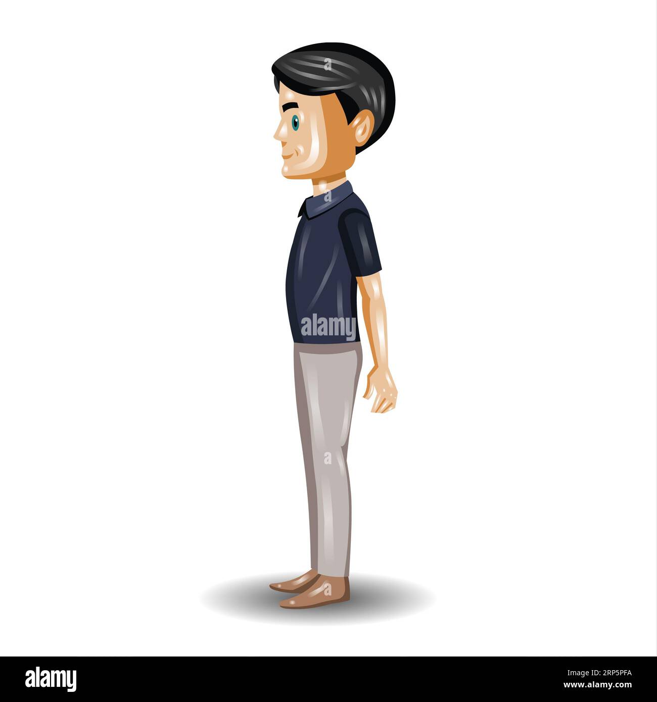 Vector illustration of a young man standing isolated on a white ...