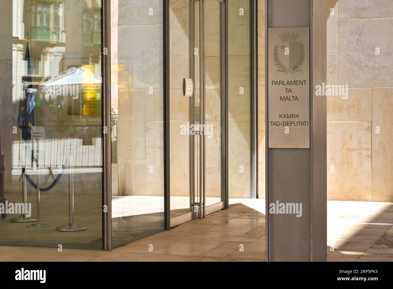 Valletta, Malta - 3 August 2023: Sign outside the entrance to the ...