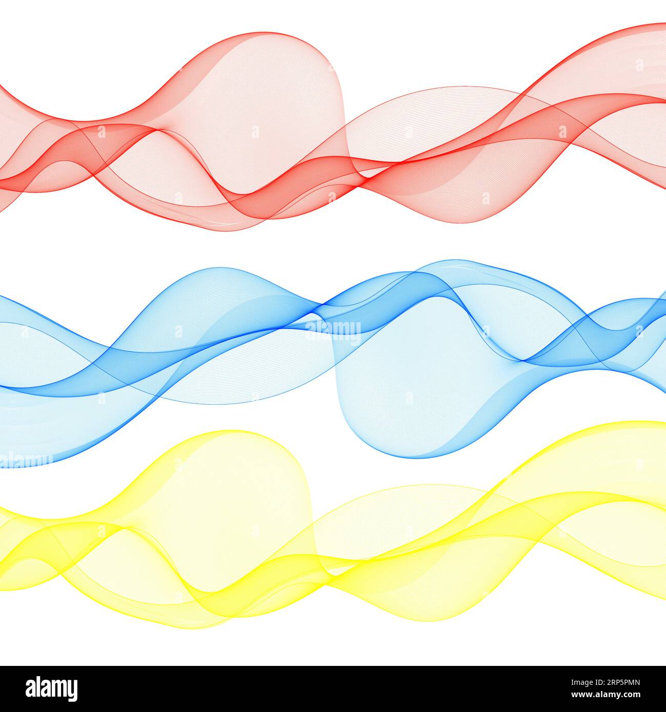 Vector set of abstract wave pattern. Blue, red, yellow waves Stock ...
