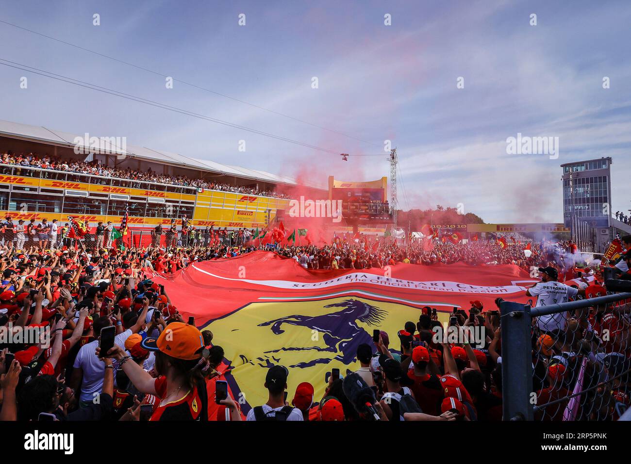 Monza, Italy. 3rd Sep, 2023. Fans during podium ceremony, F1 Grand Prix ...