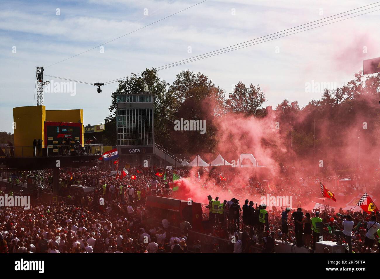 Monza, Italy. 3rd Sep, 2023. Fans during podium ceremony, F1 Grand Prix ...