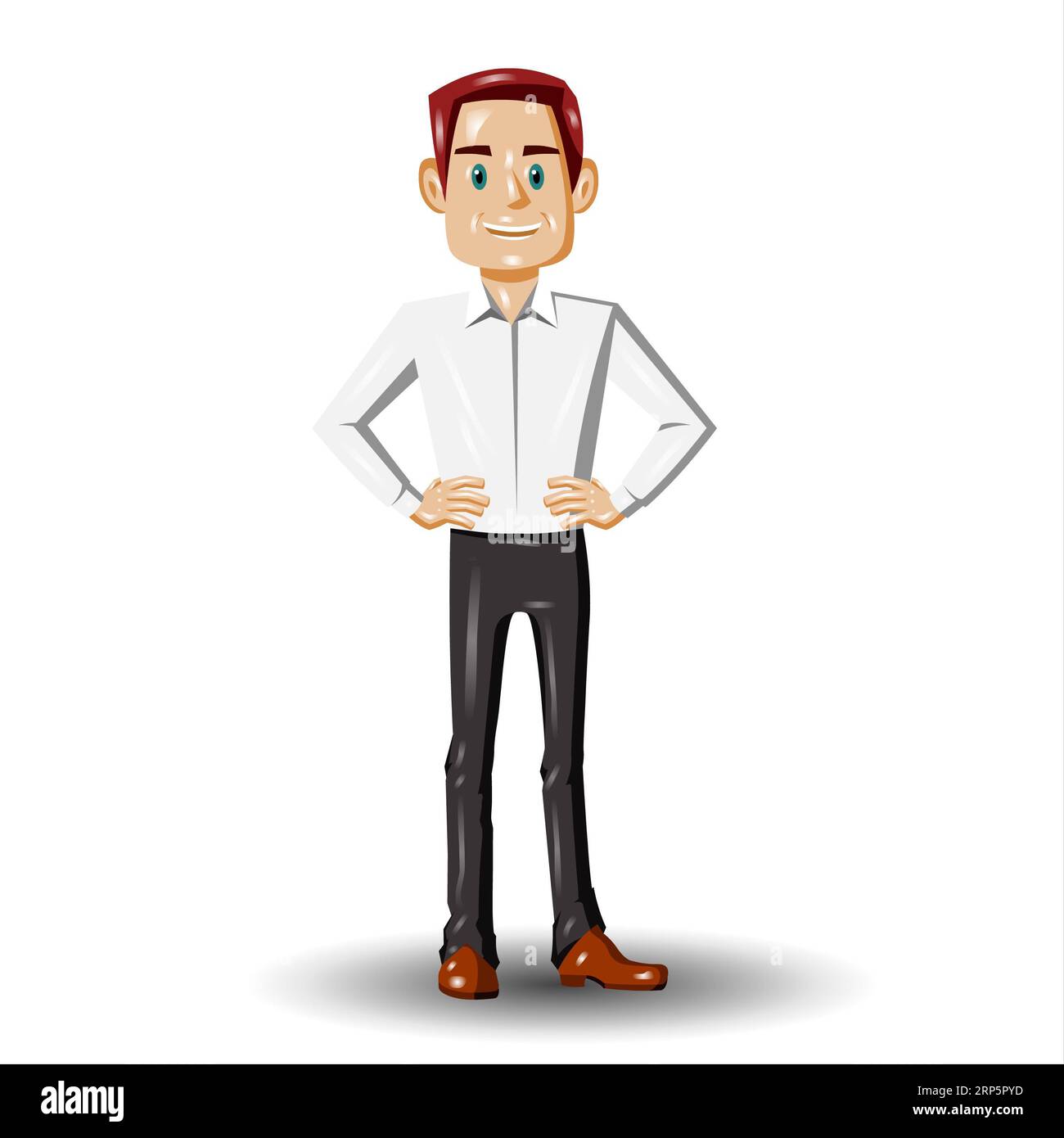 Vector illustration of a man standing isolated on white background ...