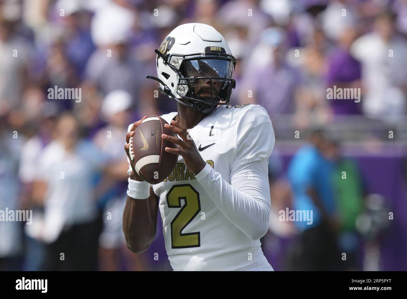 Colorado quarterback Shedeur Sanders looks to pass during the first ...