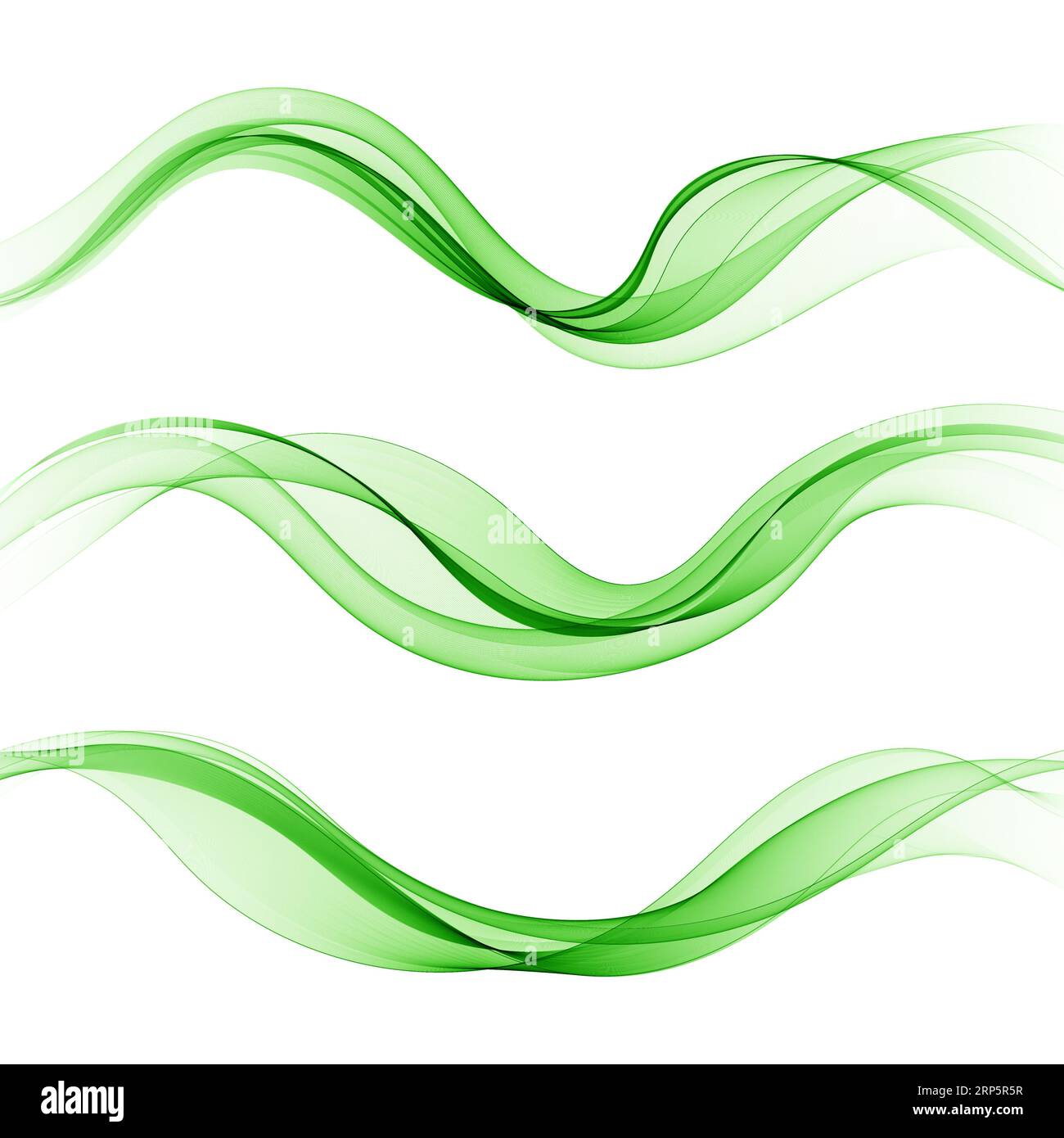 Set of green abstract waves. Vector design element Stock Photo - Alamy