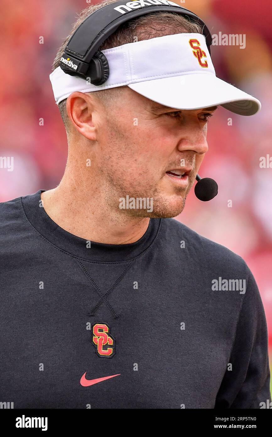 Los Angeles, CA. 2nd Sep, 2023. USC Trojans head coach Lincoln Riley in ...