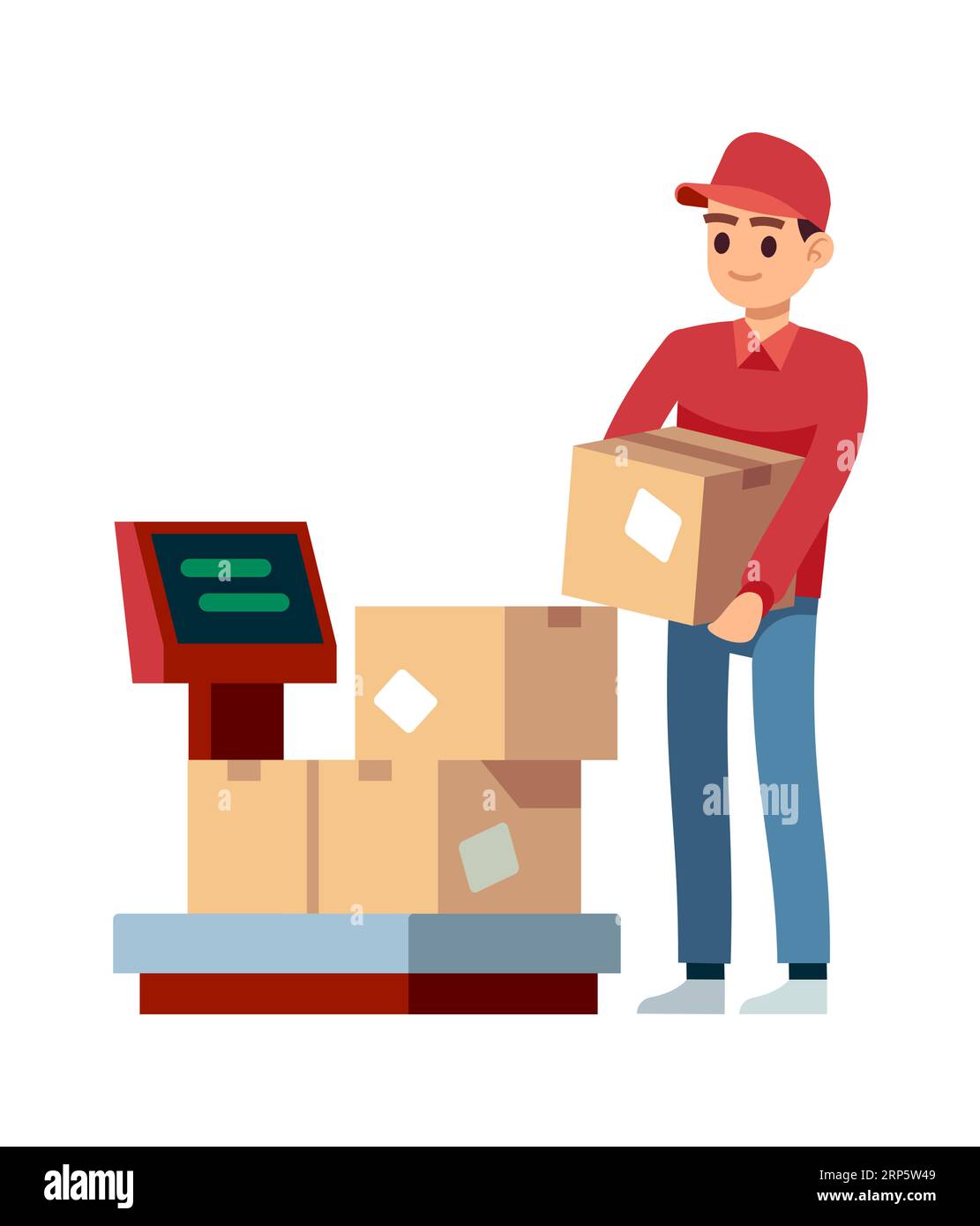 Man unloading boxes warehouse Stock Vector Images - Alamy