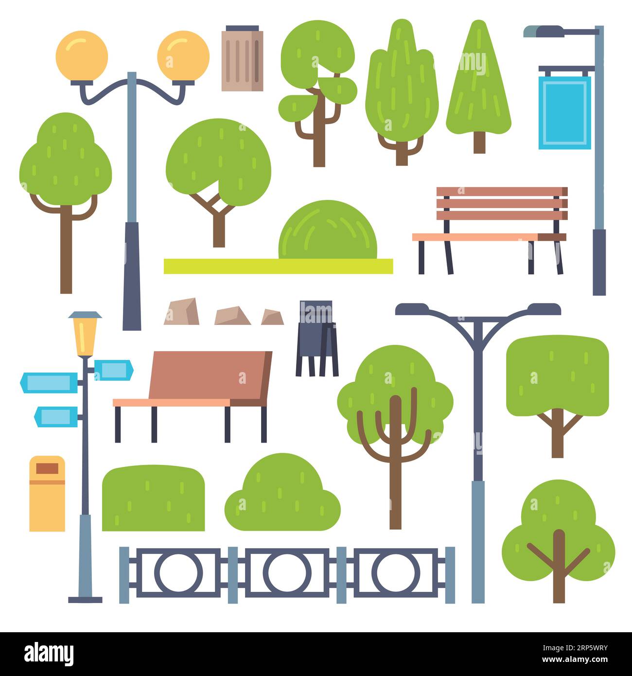 Nature walk with park benches Stock Vector Images - Alamy
