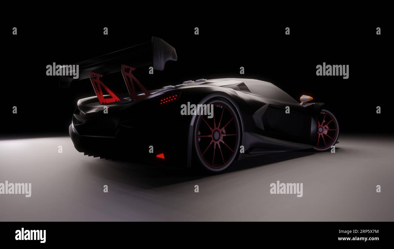 3D rendered luxurious white car studio photoshoot. modern super cart ...