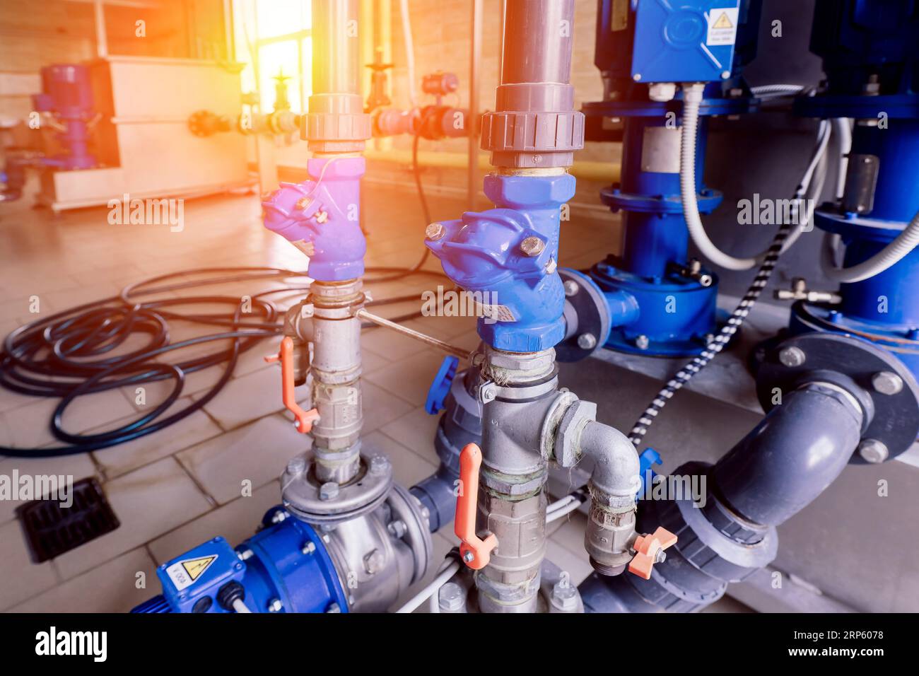 Pressure sensor in an industrial boiler room. Barometer in the heating ...
