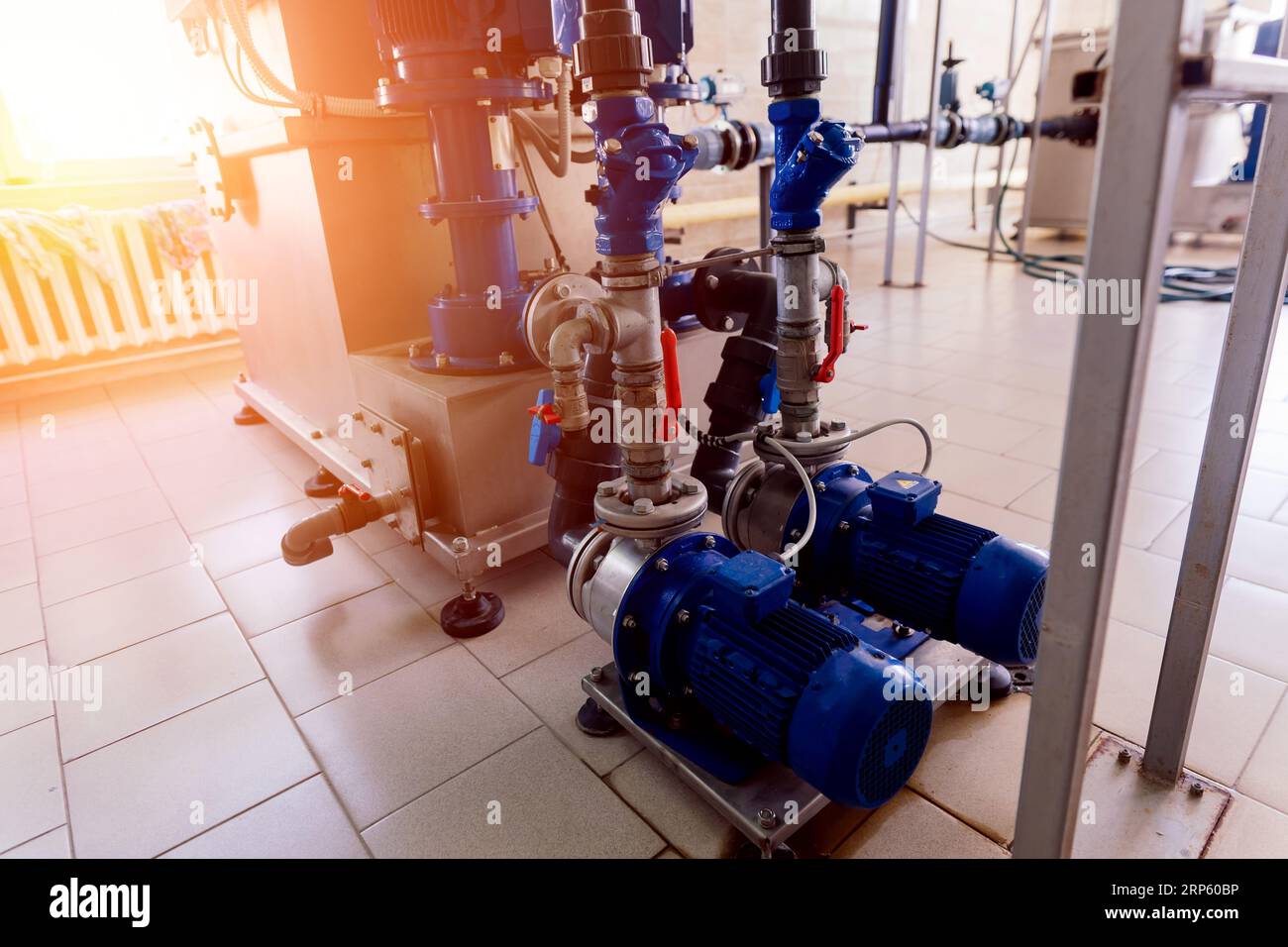 Pressure sensor in an industrial boiler room. Barometer in the heating ...