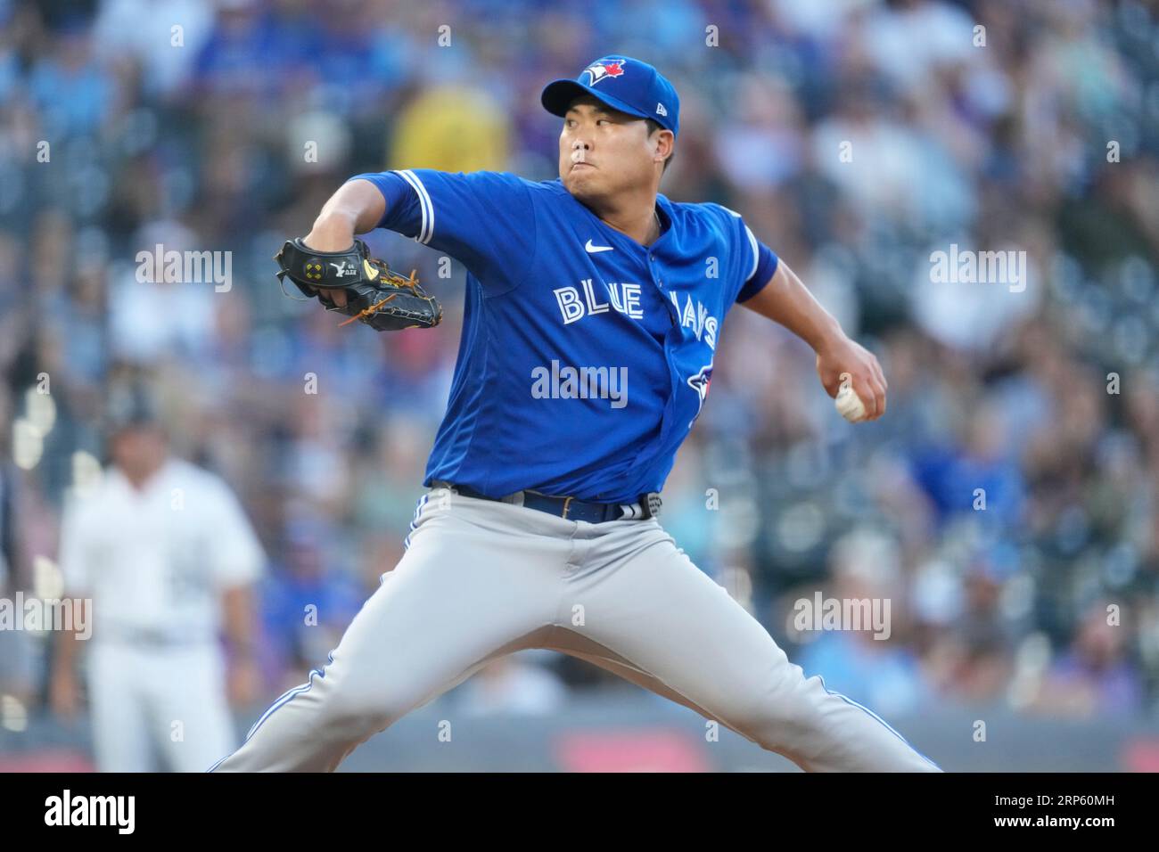 Toronto Blue Jays Starting Pitcher Hyun Jin Ryu 99 In The First Inning Of A Baseball Game