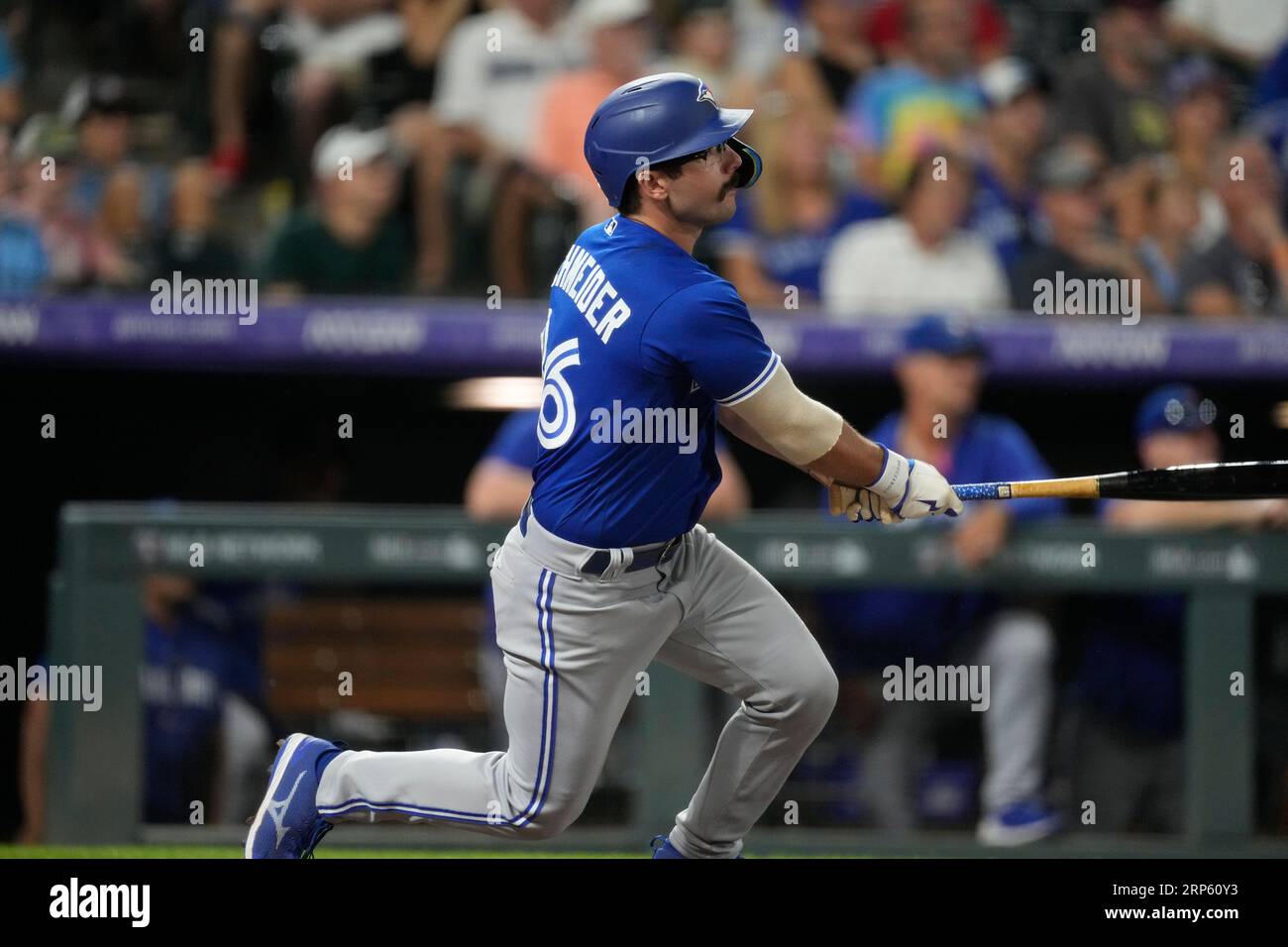Toronto Blue Jays second baseman Davis Schneider (36) in the seventh ...