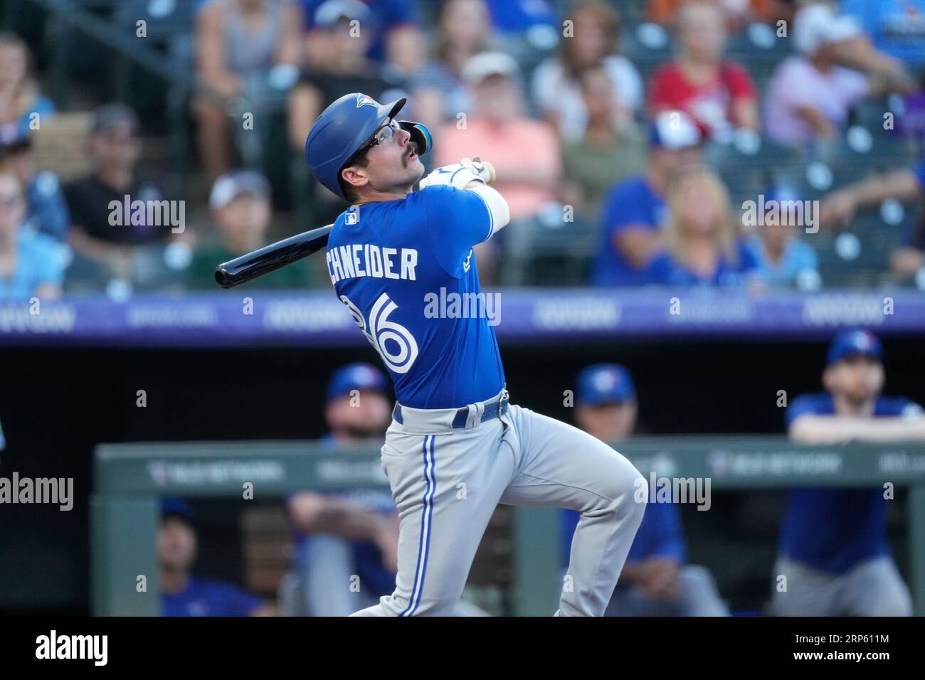 Toronto Blue Jays second baseman Davis Schneider (36) in the first ...