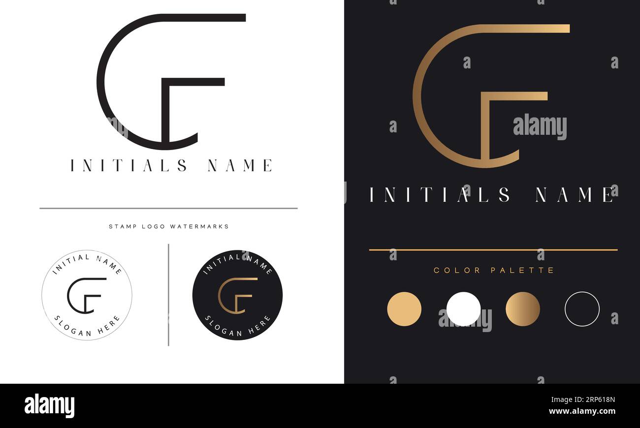Luxury Initial CF or FC Monogram Text Letter Logo Design Stock Vector ...