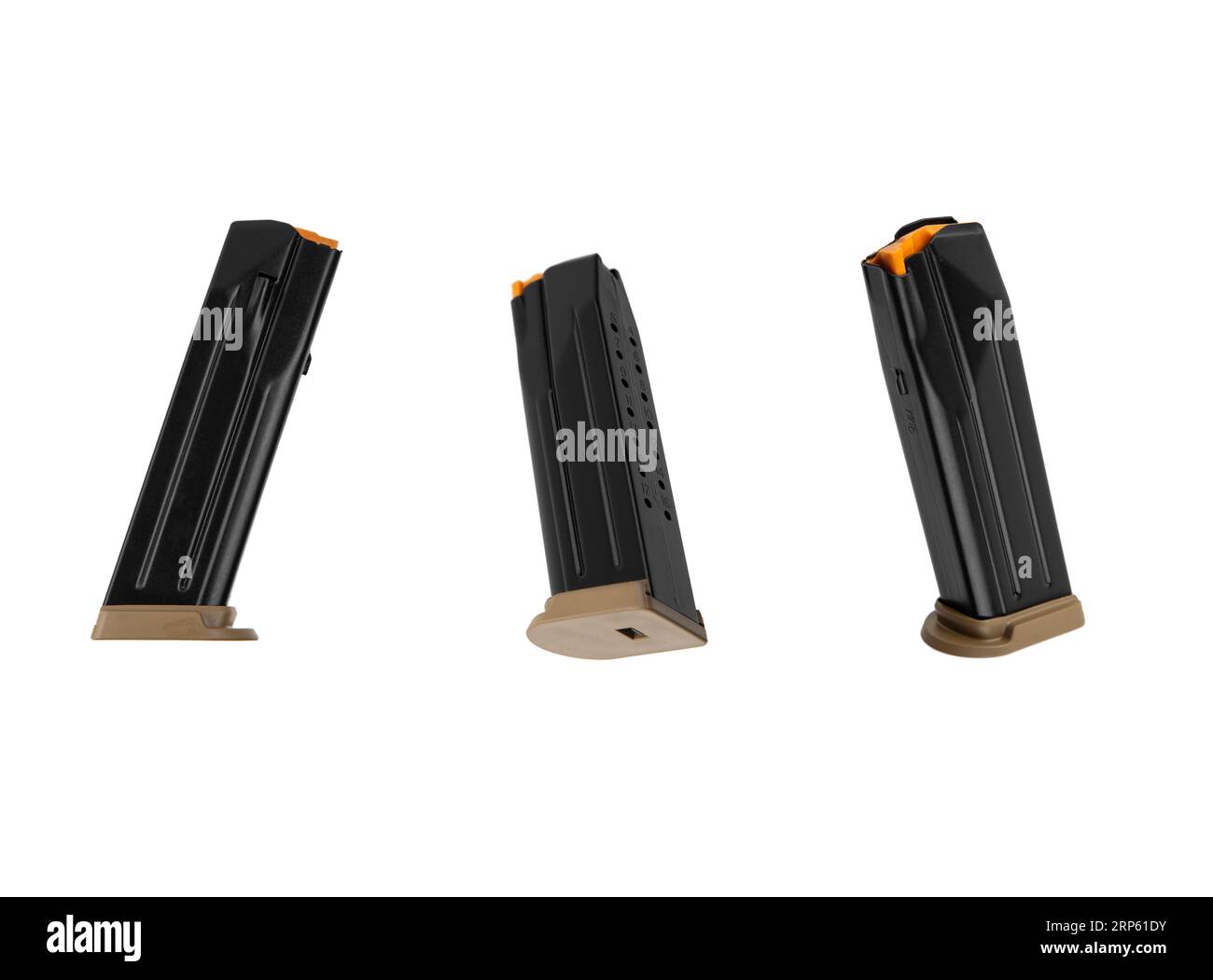 Metal pistol magazine for 9 mm cartridges. Clip for ammunition. Isolate ...