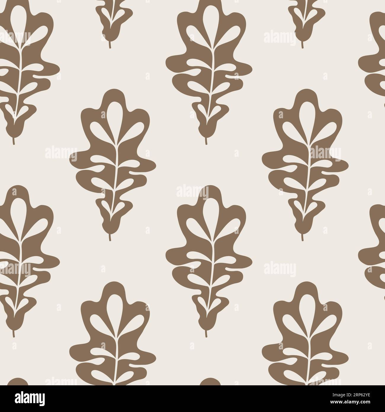 Vector Oak Leaves Seamless Pattern Autumn Scandinavian Style Textile