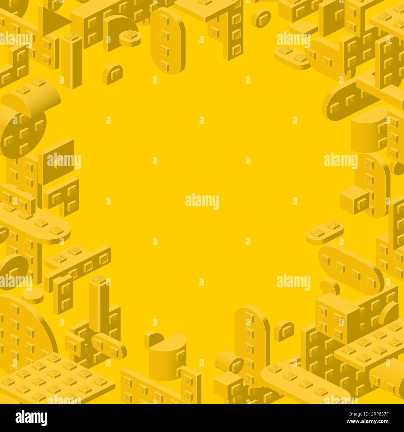 Frame made of plastic cubes, yellow template for presentation. Vector ...