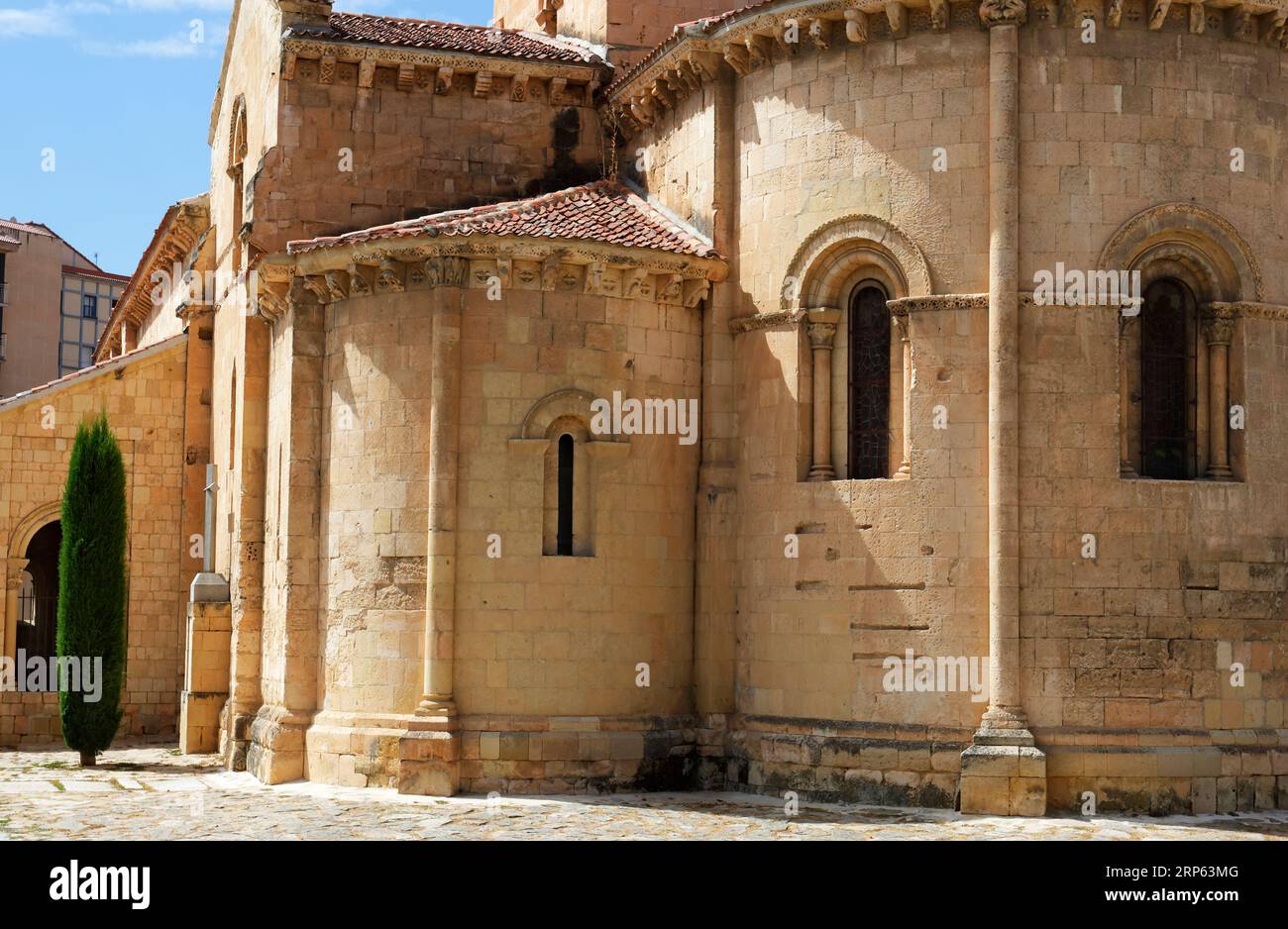 Views of the Romanesque San Millan church in Segovia, Spain Stock Photo ...